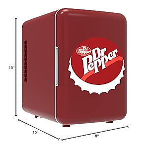 CURTIS MIS153DRP Dr. Pepper Retro Mini Portable Compact Personal Fridge Cooler, 4 Liter Capacity, 6 Cans, Makeup, Skincare, Freon-Free & Eco Friendly, Maroon