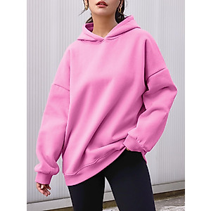 AUTOMET Womens Oversized Hoodies Fleece Sweatshirts Hooded Pullover 2024 Fashion Fall Clothes Trendy Outfits Winter Sweater Pink