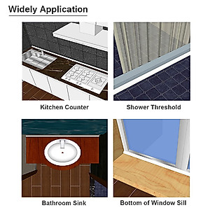 KiaRog 78 Inch Silicone Shower Threshold Water Strip Dam, Waterproof Barrier Splash Guard, Seal for Kitchen Sink, Bathroom, Shower,Public or Business Places (White), 78’’ L x 0.79 W 0.5’’ H