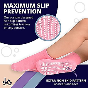 LA Active Baby Socks 12-36 Months - 6 Pairs of Newborn, Infant & Toddler Socks for Boys and Girls with Non-Slip Grip - Crew Style - Grayscale