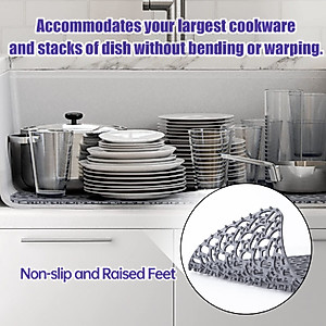 JUSTOGO Silicone Sink Mat, Kitchen Sink Protectors for Kitchen Sink Grid Accessory with Center Drain 24.8"x 13",1 PCS Non-slip Folding Sink Mats for Bottom of Farmhouse Stainless Steel Porcelain Sink