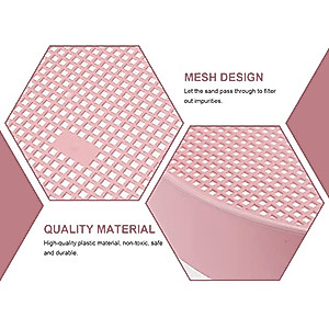 Yardwe Garden Sieve，1PC Plastic Mesh Soil Sieve Mesh Screen with Handle, Sifting Pan for Home Plant Gardening Round Shaped (Pink)