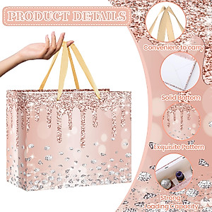 Large Rose Gold Gift Bags with Cards Tissue Paper for Women Girls Wrapping Paper Bag Present Bag with Handles for Christmas Wedding 16 21 40 50 60 Birthday Anniversaries Bridal Showers Party Supplies