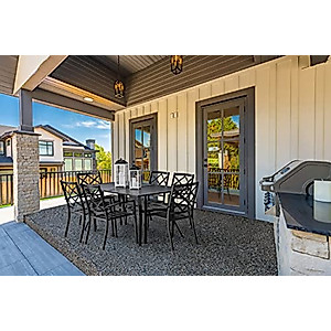 Bigroof Outdoor Patio Dining Chairs Set of 2, Metal Stackable Bistro Deck Chairs Support 300LB All-Weather Patio Furniture for Backyard, Deck, Patio, Lawn & Garden (2) (2, black1)