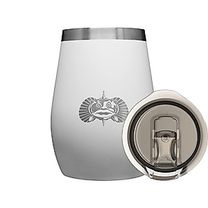 Non-tipping 10oz Double Wall Insulated Stainless Steel Stemless Travel Wine Tumbler w/Easy Slide Lid - White