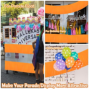 4 Pack Macaron Iridescent Foil Fringe Garland Float Fringe Curtains Shiny Tassel Foil Float Parade Float Decorations for Outdoor Indoor (Orange)…