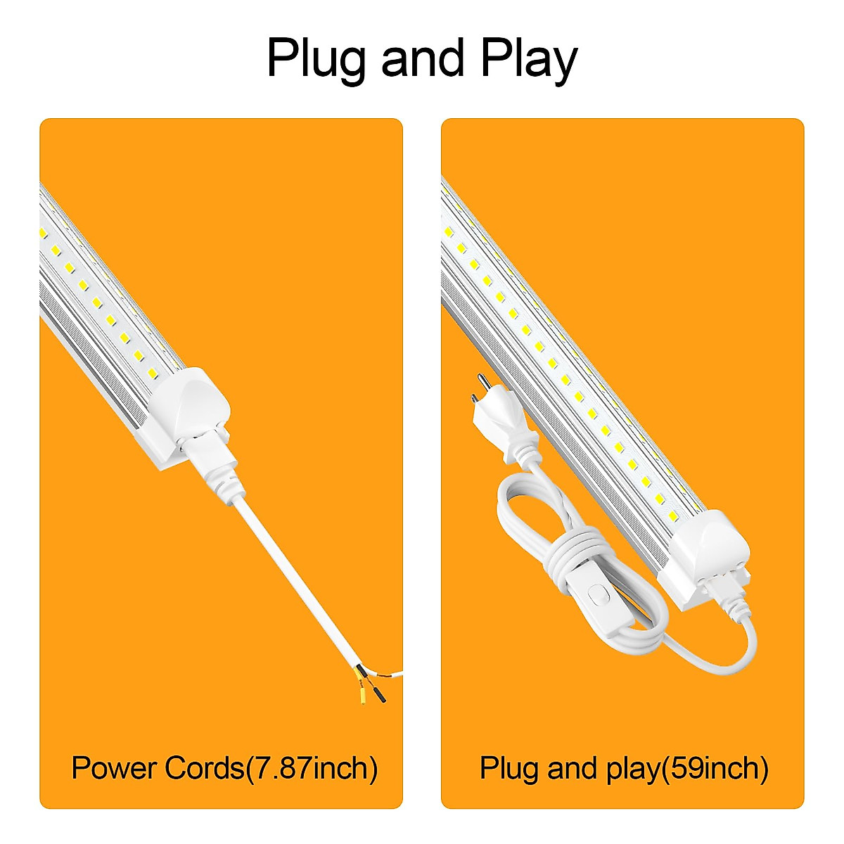 ONLYLUX 8ft LED Shop Light - 90W 12000lm 5000K, 8 Foot Led Shop Light Fixture, V Shape Bulbs for Garage, 8 ft Led Lights, Plug and Play (10 Pack)