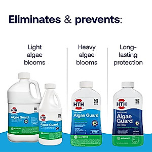 HTH Pool Care Algae Guard Ultra, Swimming Pool Chemical Kills & Prevents All Algae, Long Lasting Formula, 32 fl oz