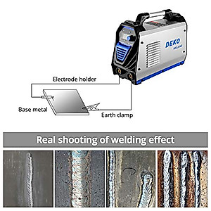 DEKOPRO 200Amp MMA Welder, 110/220V Stick Welder Dual Voltage ARC Welders Portable Welding Machine Electrode Holder,Work Clamp, Input Power Adapter Cable and Brush