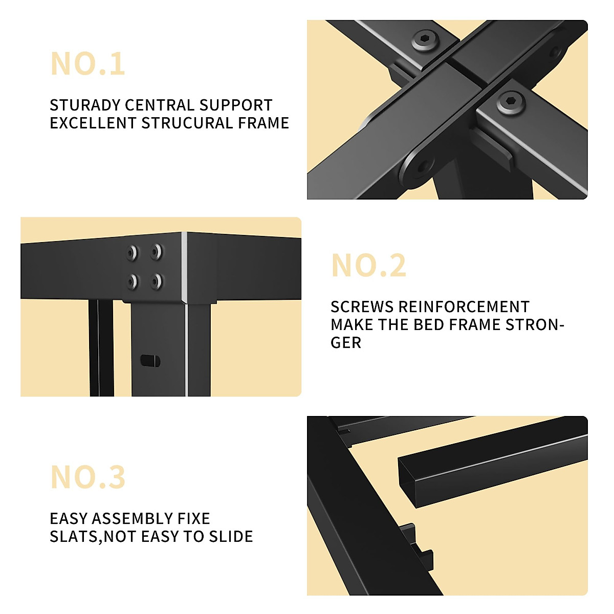 ALDRICH 18 Inch Metal Twin Bed Frame - Black Basic Steel Slats Platform, Easy Assembly Heavy Duty Noise Free Bedframes, No Box Spring Needed