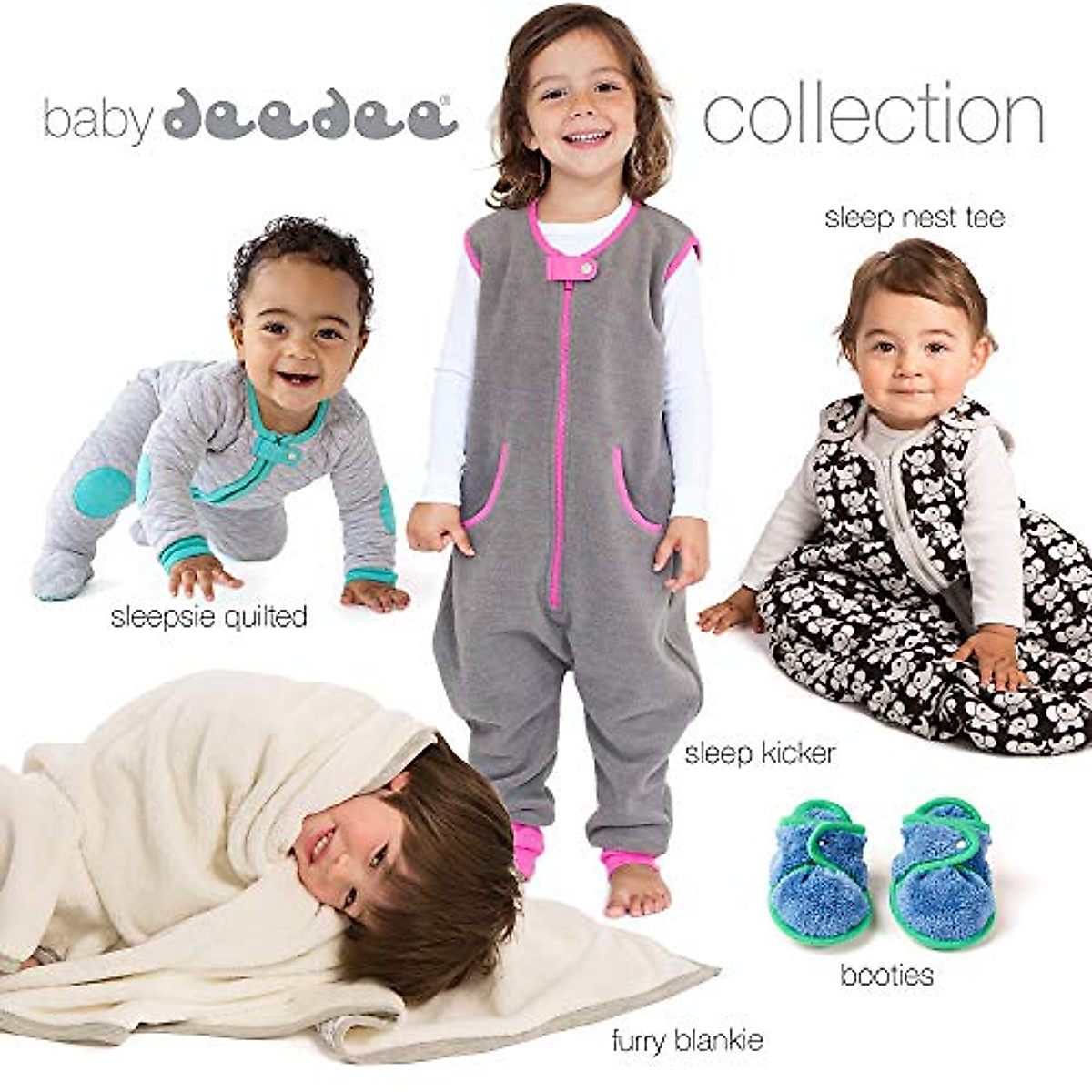 baby deedee Sleepsie Cotton Quilted Footie Pajama, Heather Gray/Mauve, 12-18 Months, (527)