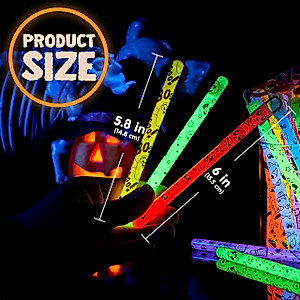 JOYIN 30 Pcs Halloween Glow Sticks Bulk Party Pack, Hanging Wands in 8 Designs, 6 Colors Light Up Sticks for Kids Glow in The Dark Halloween Party Favor Supplies, Halloween Goodie Bag Filler