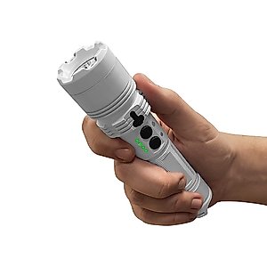 GUARD DOG SECURITY LightSafer Stun Gun with LED Flashlight - Police Strength Stun Gun with Concealed Prong Technology - Rechargeable with Charging Indicator (White)