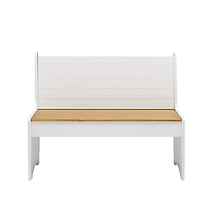 Linon Delk Wood 2 Tone Large Back Rest Bench in Honey and White