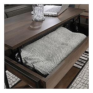 Sauder North Avenue Lift-top Coffee Table, L: 37.01" x W: 17.01" x H: 18.07", Smoked Oak Finish