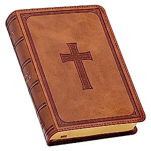 KJV Holy Bible, Large Print Compact, Saddle Tan Faux Leather w/Ribbon Marker, Red Letter, King James Version