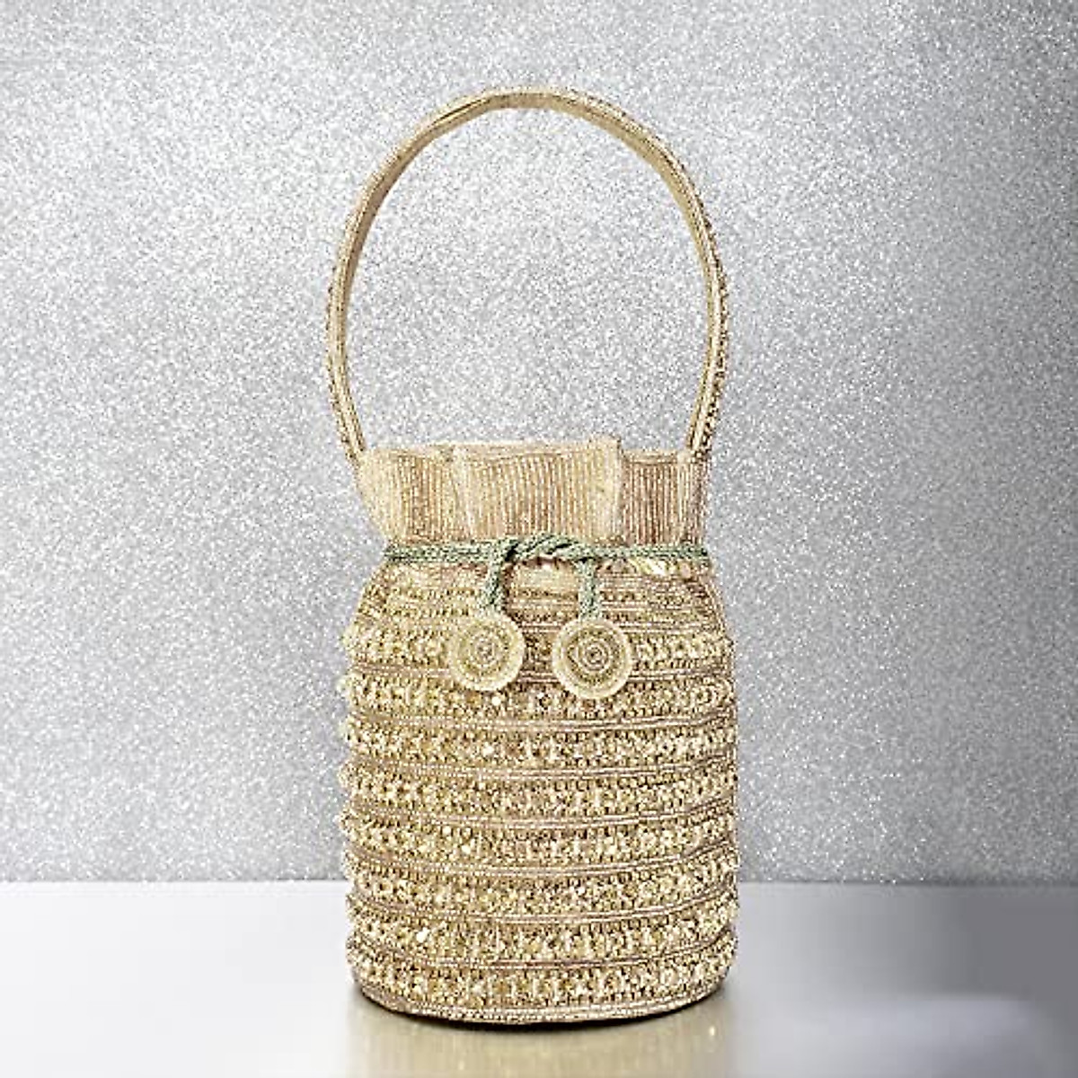 Aheli Potli Bags for Women Evening Bag Clutch Ethnic Bride Purse with Drawstring(P50G)