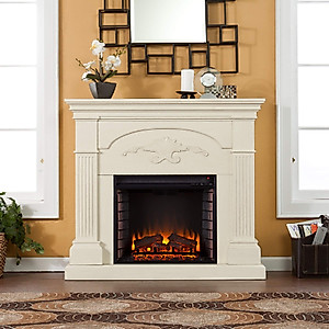 SEI Furniture Sicilian Harvest Traditional Style Electric Fireplace, Ivory