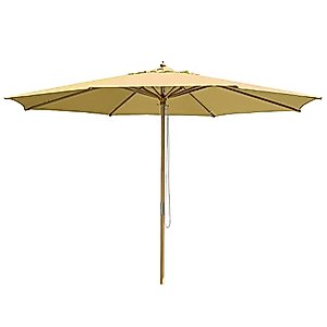 Yescom 13ft XL Outdoor Patio Umbrella w/ German Beech Wood Pole Beach Yard Garden Wedding Cafe Garden (Beige)