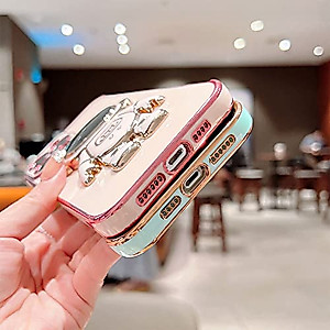 AIGOMARA 6D Plating Astronaut Hidden Stand Case Cover for iPhone 13 Pro Women Astronaut Folding Bracket Kickstand iPhone Case with Camera Protector Soft TPU Shockproof Bumper 6.1 Inch - Black