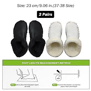 2Pairs Warm Insoles for Hole Shoes 9.1 Inch Fur Insert Lining Shoe Inner Sole Black and White Fur Insoles Soft Fleece Insert Winter Hole Shoes Liners Replacement for Women Men