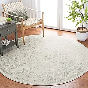 SAFAVIEH Adirondack Collection 9' Round Ivory/Sage ADR109V Oriental Distressed Non-Shedding Area Rug