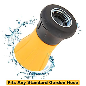 Hicello Fireman Hose Nozzle, Yellow Garden Hose Nozzle, High Pressure Sprayer Nozzle for Car Washing, Patio Cleaning, Watering Lawn and Garden, Universal Fit Garden Hoses