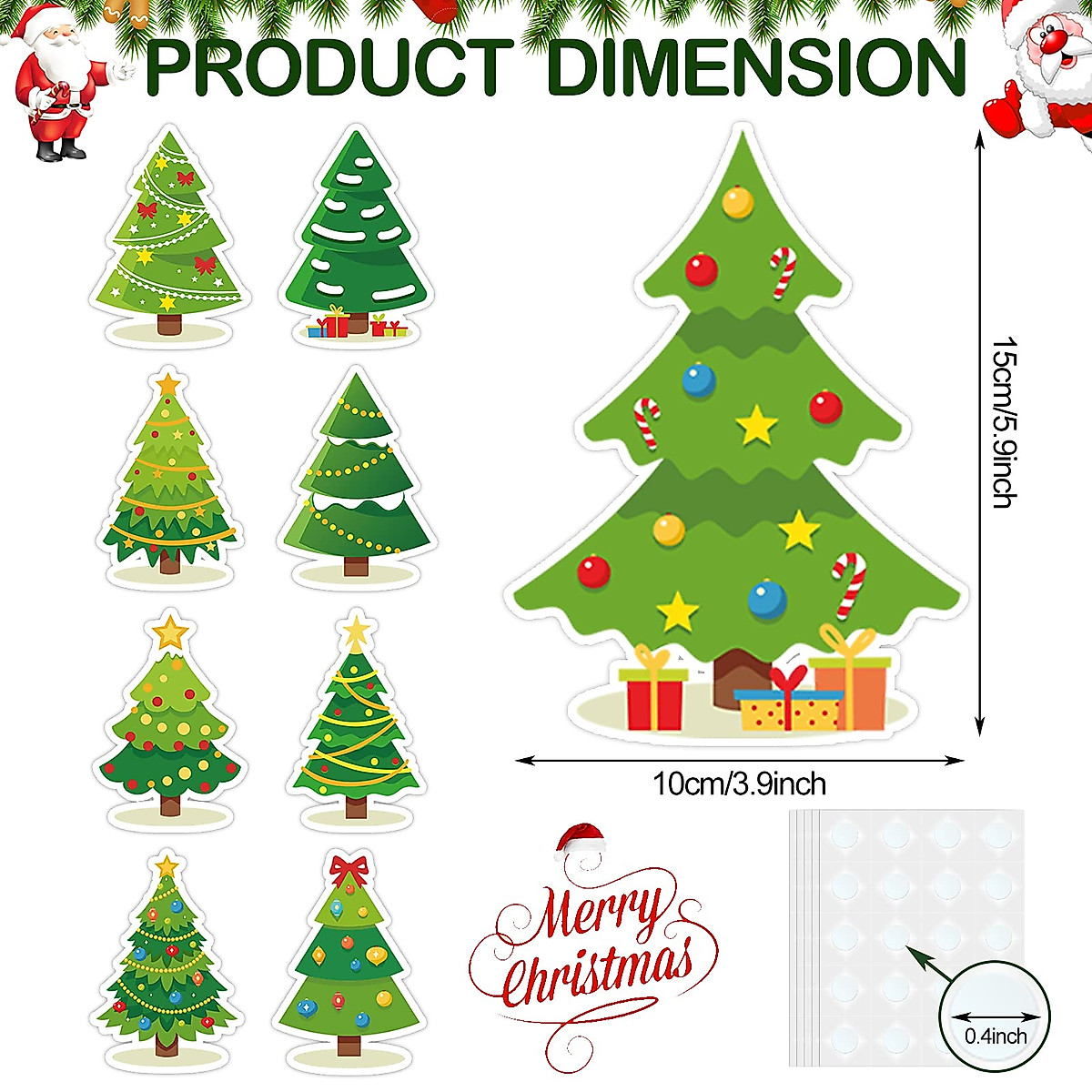 Epakh 45 Pieces Christmas Tree Cutouts, Paper Classroom Bulletin Board Cardstock Decorations with Glue Points, Holiday Xmas Tree Shaped Accent Wall Door Decor DIY Crafts for Classroom, Home, Office
