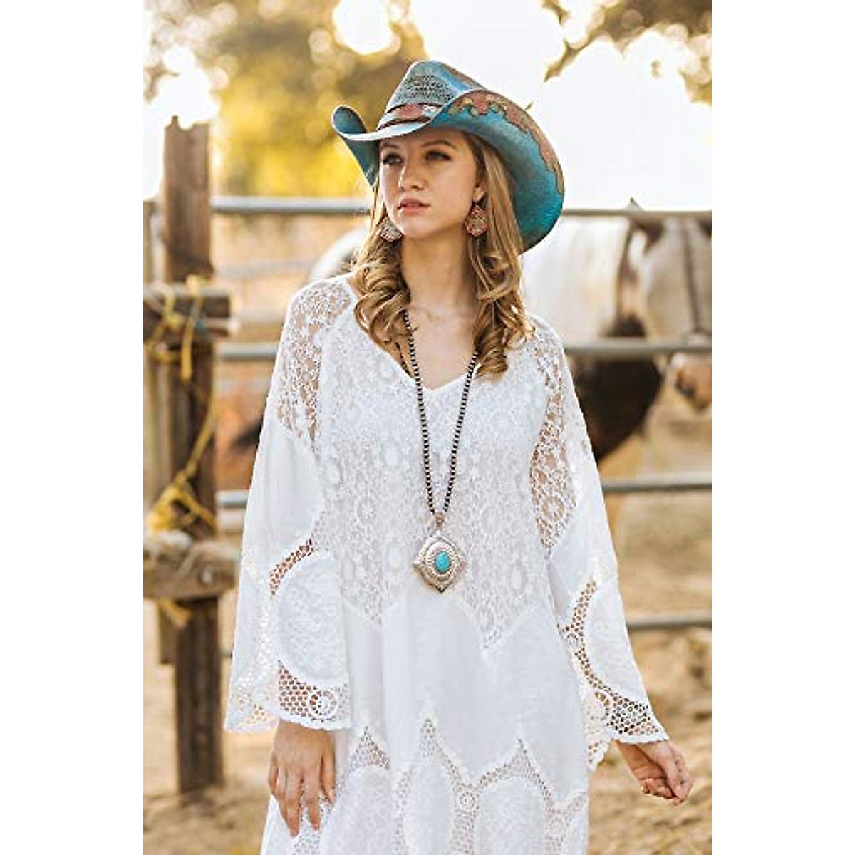Stampede Hats Women's Love Story Rose Straw Western Hat L Blue