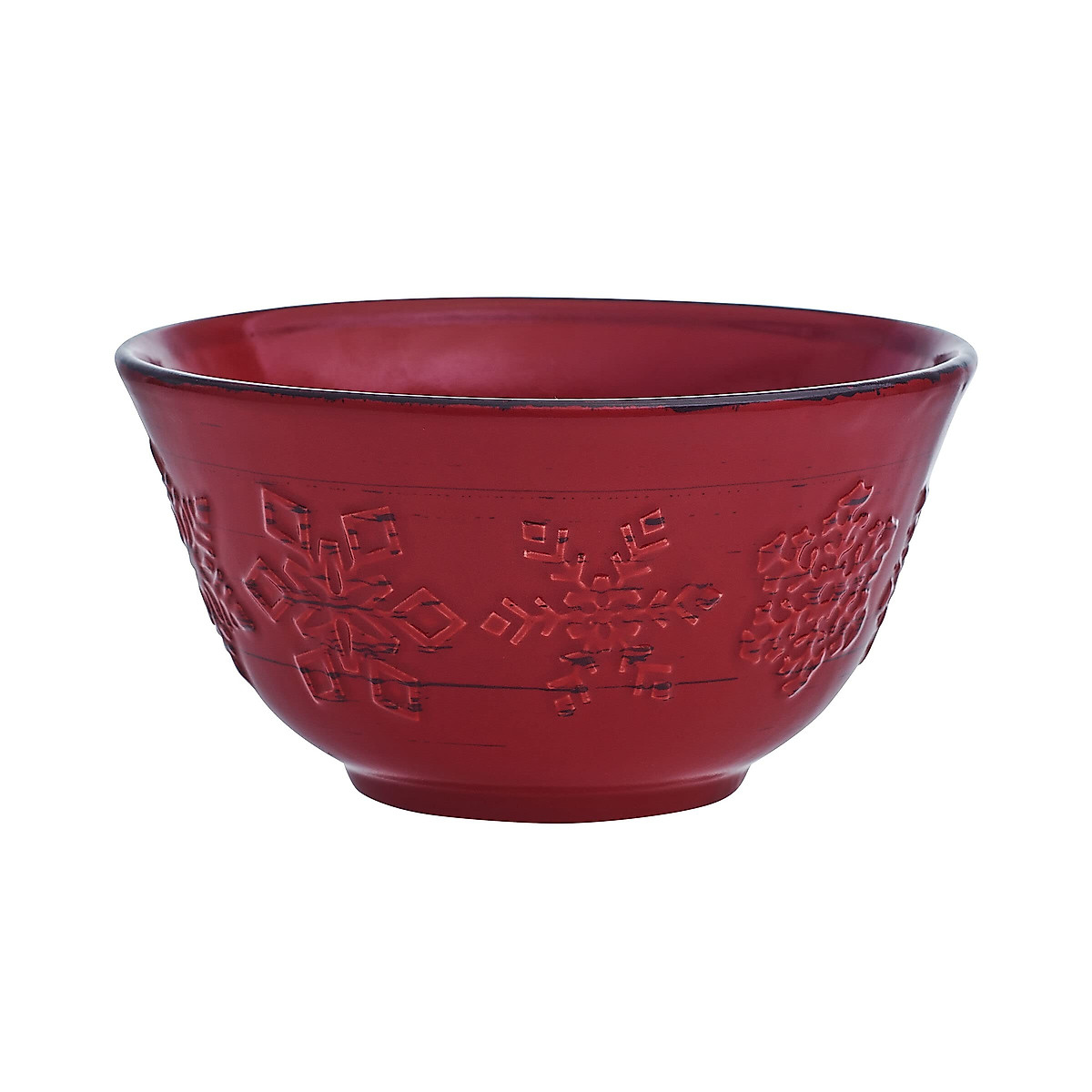 Pfaltzgraff Trellis Snowflakes 12 Piece Dinnerware Set, Service For 4, Red