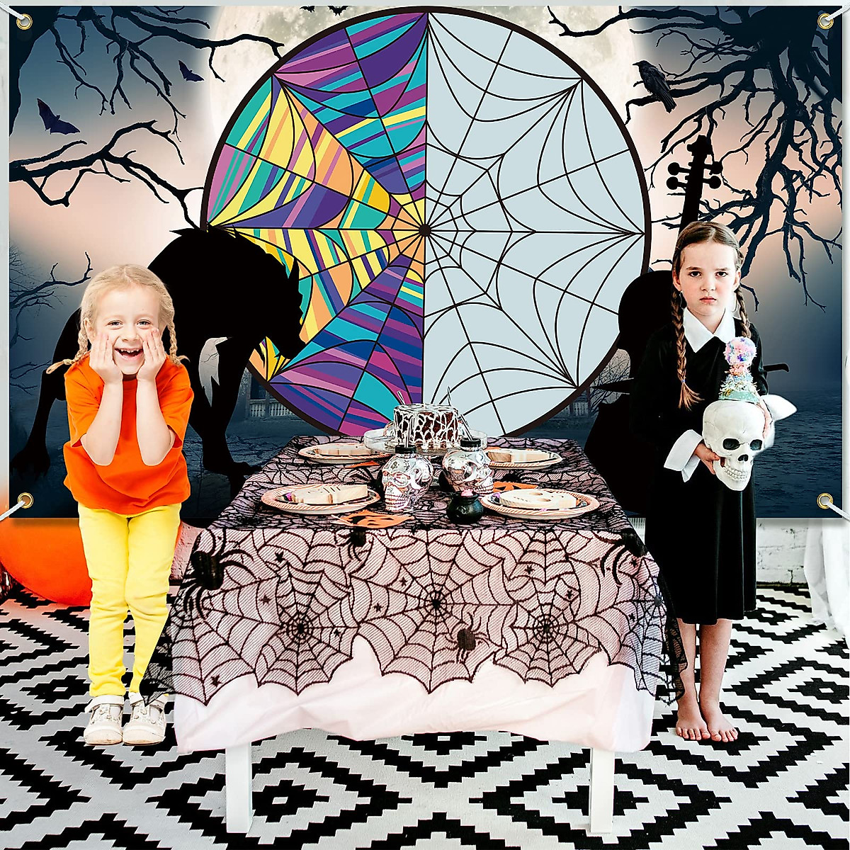 Wednesday Banner, Wednesday Party Decorations Backdrop Wednesday Theme Birthday Party Photo Background Horror Fantasy TV Banner for Wednesday Fans Room Dorm Apartment Decor Wednesday Party Supplies