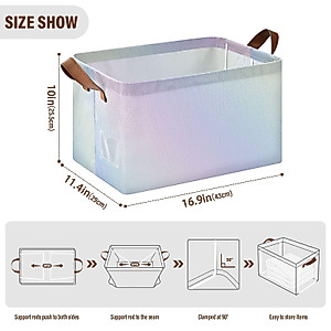 CEBUGI Iridescent Gradient 2 Pack Large Waterproof Collapsible Storage Bin Foldable Canvas Fabric Open Storage Basket Cube Box with Iron Frame
