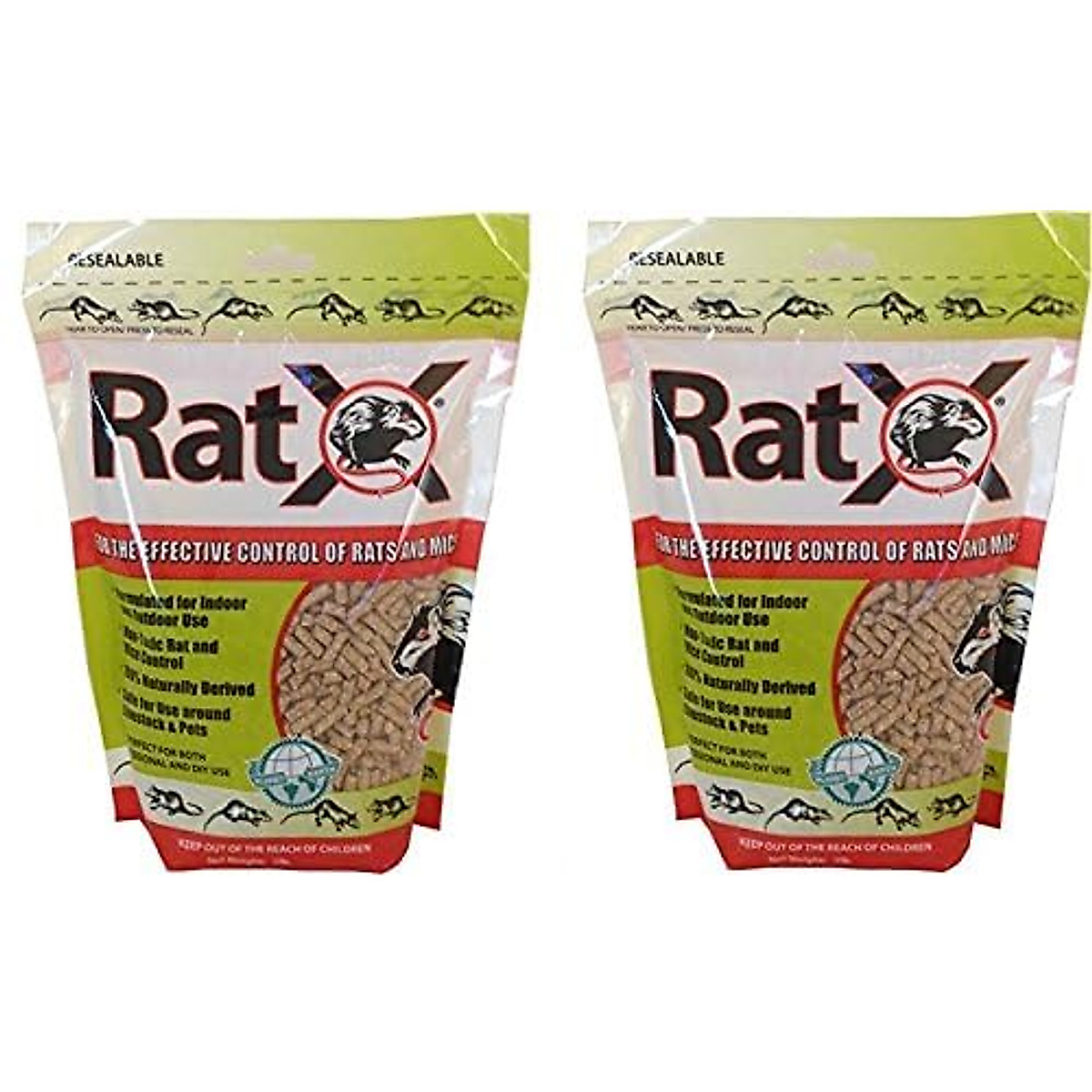 (2 Pack) RatX All-Natural Non-Toxic Rat and Mouse Killer Pellets, 3-Pound Bags