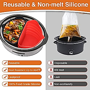 Silicone Slow Cooker Liners Slow Cooker Divider Liner Silicone Insert for Crockpot Resuable & Leakproof Cooking Liner for 6QT Oval Slow Cookers Kitchen Accessories BPA Free Dishwasher Safe