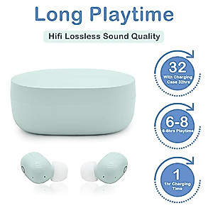 Wireless Earbuds Bluetooth 5.3 Headphones with Wireless Charging Case Touch Control Wireless Noise Cancelling Earbuds IPX5 Waterproof Stereo Headphones, Wireless Earbuds for iPhone/Android/iOS (Green)