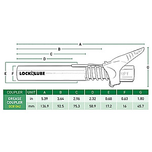 LockNLube Grease Gun Coupler XL - Extra reach for recessed grease fittings