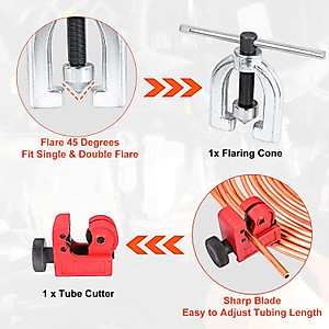 JINGTAO88 3/16" Brake Line Kit - 25 FT Copper Coated Brake Line (With 16 Brake Line Fittings and 4 Threads Unions) + Double & Single Flaring Tool Kit (With Tube Cutter And 5 Adapters) + Tube Bender