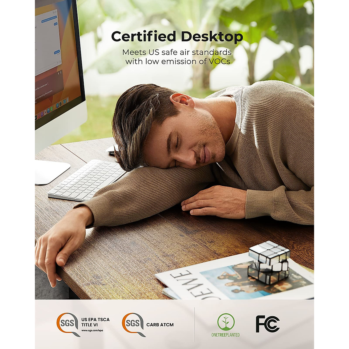 Marsail Standing Desk Adjustable Height, 48x24 Inch Electric Standing Desk with Storage Bag, Stand up Desk for Home Office Computer Desk Memory Preset with Headphone Hook