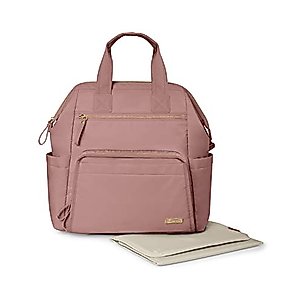 Skip Hop Diaper Bag Backpack: Mainframe Large Capacity Wide Open Structure with Changing Pad & Stroller Attachement, Dusty Rose