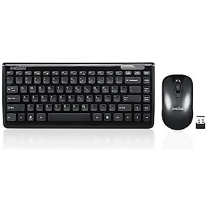 Perixx Periduo-707 Wireless Mini Keyboard and Mouse Set, Piano Black, US English Layout, 10900