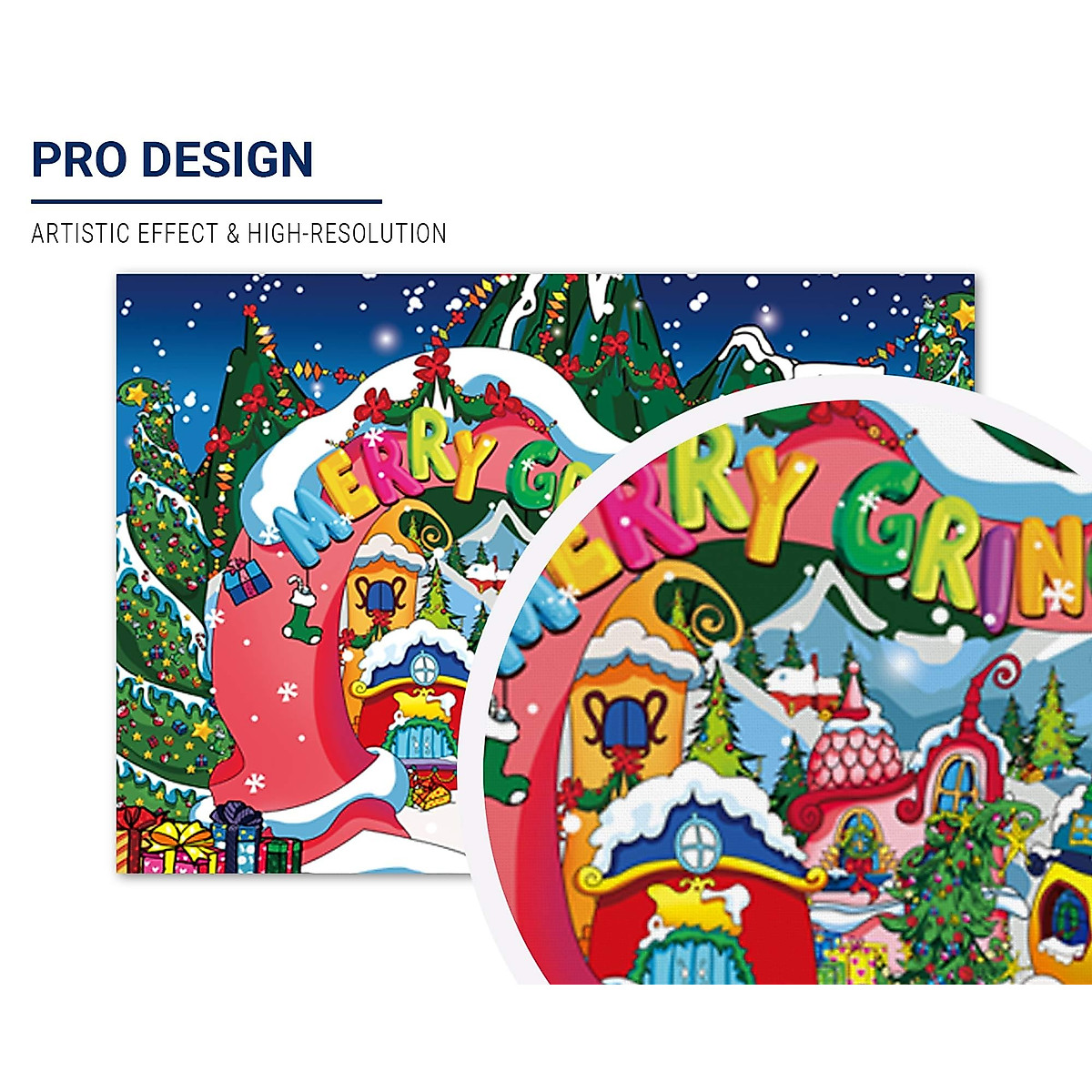 Allenjoy 82" x 59" Merry Grinchmas Christmas Backdrop for Kids Xmas Winter Let it Snow Happy New Year Holiday First Birthday Baby Shower Party Supplies Decoration Banner Photo Booth Props Background