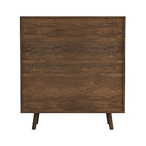 Atlantic Loft & Luv Remy Boho Mid-Century Bar Cabinet with Natural Rattan Panels with Storage, Walnut Finish