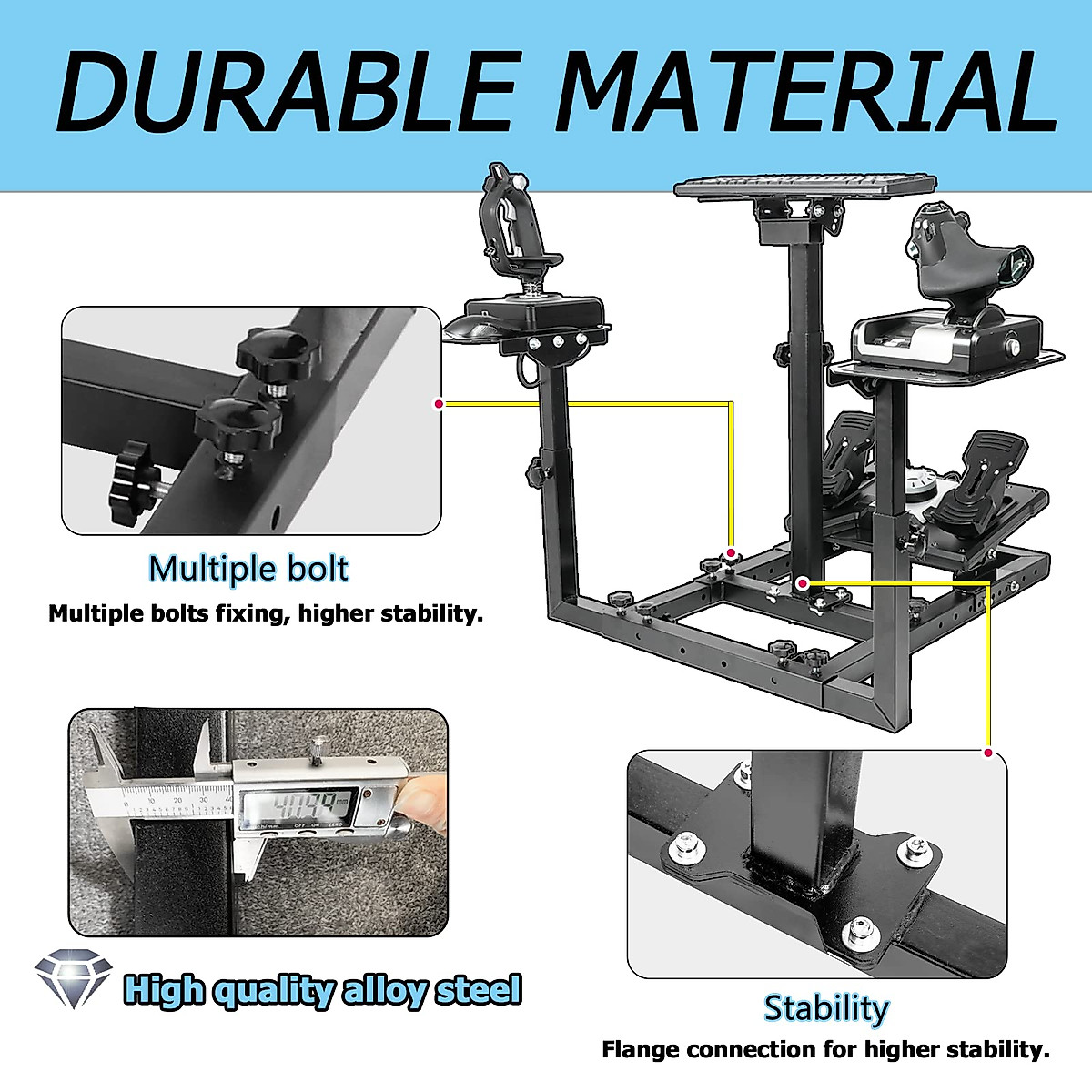Anman Flight Racing simulator cockpit Wheel Stand Dual-Purpose Fit for Logitech Shifter Joystick Pedals,Thrustmaster/Hotas Warthog, Only Include Flight Joystick Mount Three Sizes Shift Lever Panels