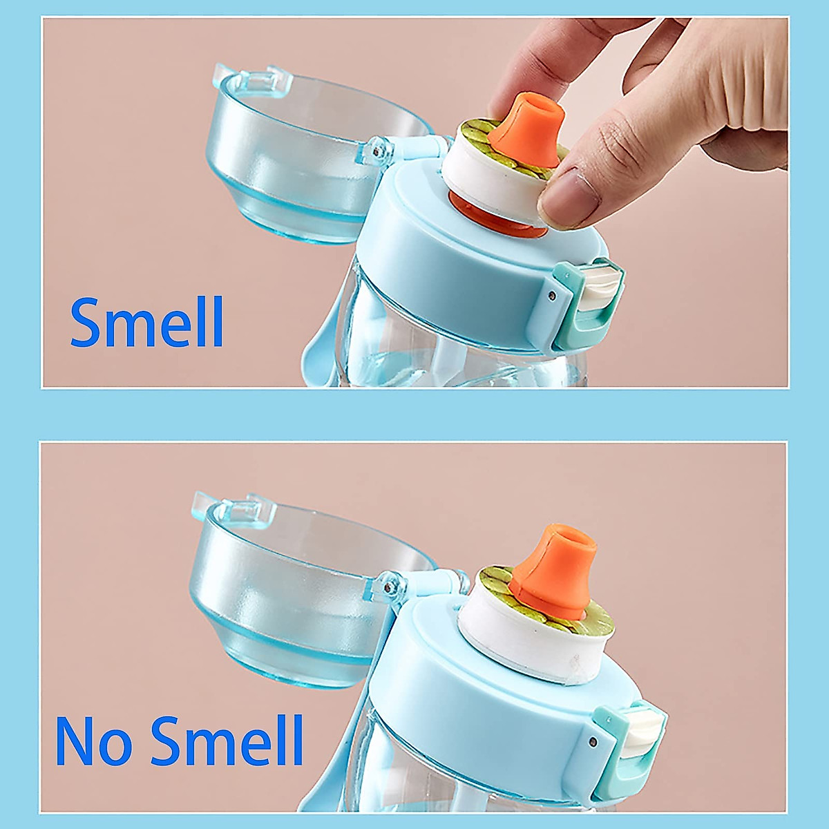 nezababy Water Bottle with Flavor Pods,18.5 Oz/500ml,21.9 Oz/650ml Fruit Fragrance Water Bottle,Scent Water Cup,Sports Water Cup Suitable for Outdoor Sports (A.Blue(21.9Oz)+7Pcs Pods)