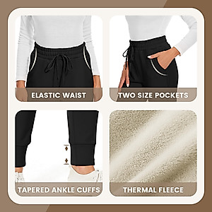 CAMPSNAIL Fleece Lined Sweatpants Women - Joggers for Women with Pockets High Waisted Thermal Winter Warm Pants for Snow