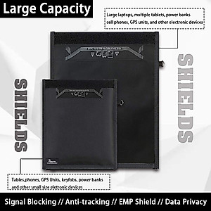 Farday Bag,Signal Isolation Bag,Shield Your Phone/ipad from Hacking,Tracking,and EM Protection Radiation with This Pouch -Shields NFC/WiFi/Bluetooth for Phones,Key Fobs and Credit Card (9.8"X11")