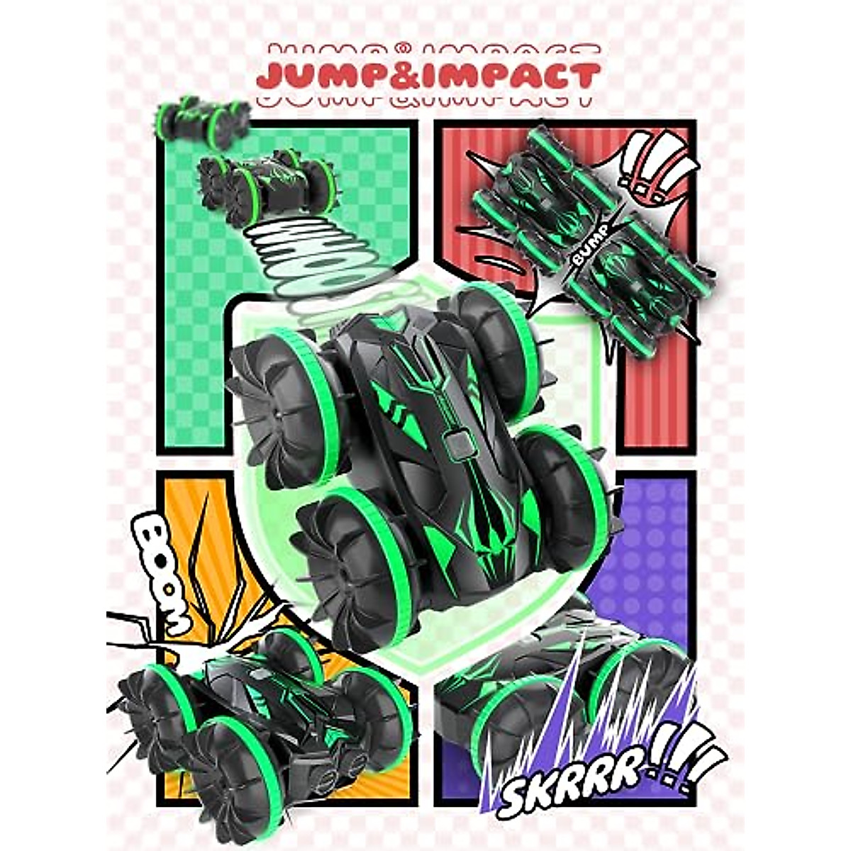 MARVTOWN Amphibious Remote Control Car, 4WD 2.4GHz Waterproof RC Car with 360° Flip and Low Battery Alarm, All Terrain Water Beach Pool RC Boat Toy for Boys and Girls of Age 6-12