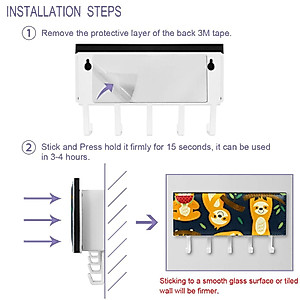 Cute Baby Sloth Sleep on The Tree Key Holder for Wall with Mail Organizer, Self Adhesive Key Rack with 5 Hooks, Decorative Home Decor for Entryway Bathroom Kitchen
