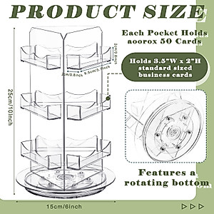 Spiareal Spinning Clear Business Card Holder Holds 3.5" x 2" Appointment Cards Rotating Display Stand Acrylic Stand 3 Tier Brochure Display Holder for Office Supply Home Desk(5.9 x 9.8 Inch)