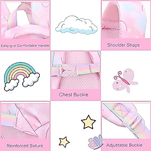 BYXEPA Girls Backpack, 16.5 * 13.5 * 7 inches School Backpack for Girls, Lightweight Kids Backpack with Compartments, Kids' School Book Bag for Elementary Student (Pink)